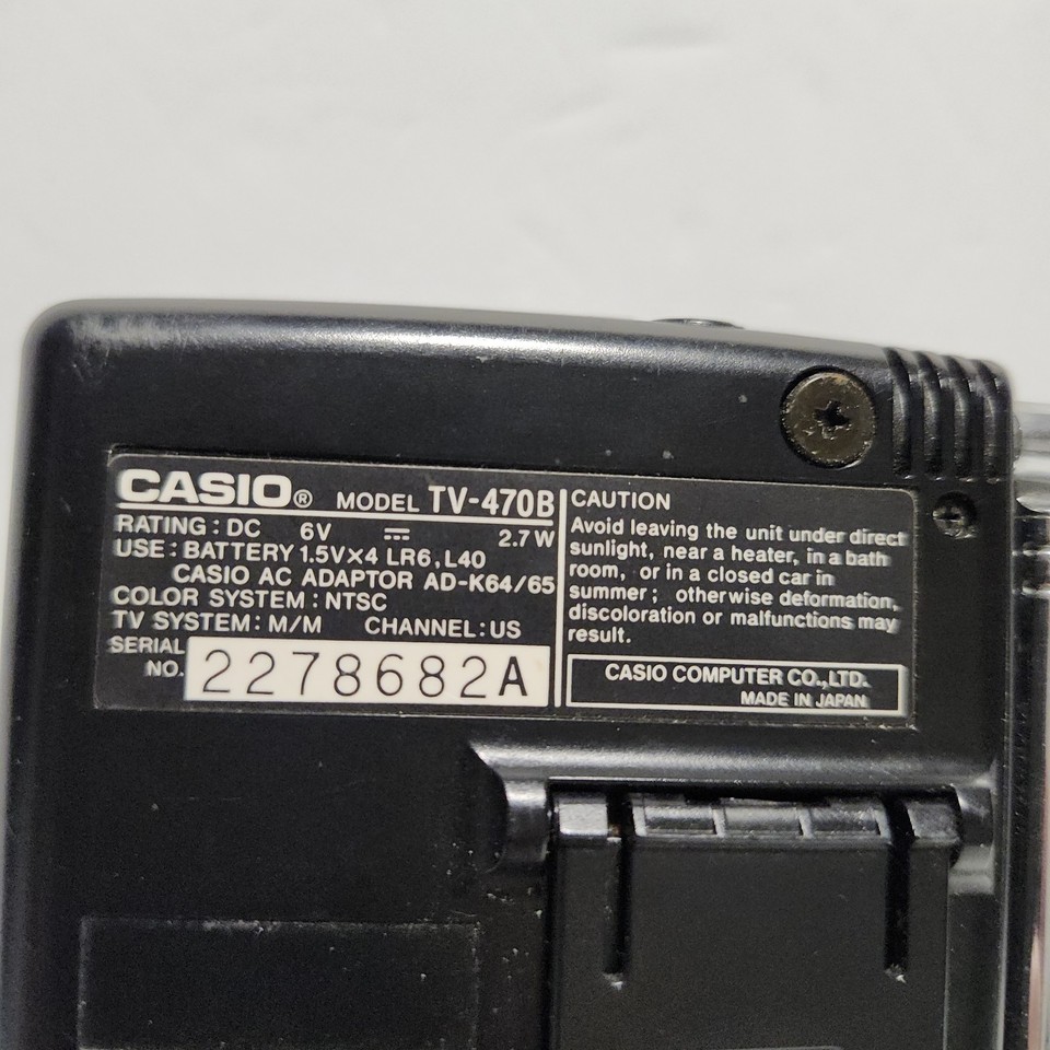 CASIO TV-470B LCD POCKET COLOR TELEVISION VHF UHF WITH ANTENNA 2.2 Inch ...