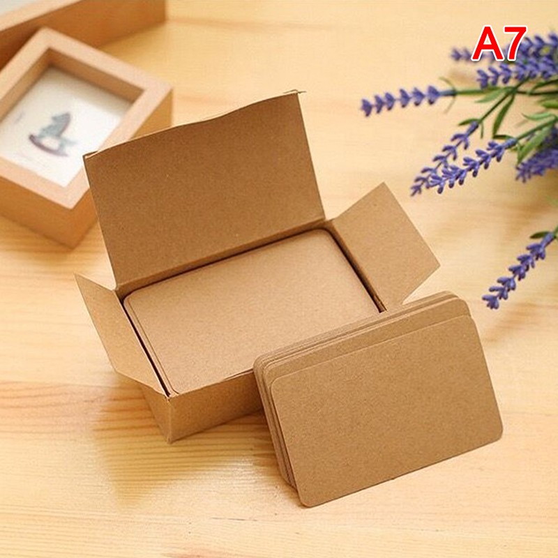 100pcs/box Kraft paper card color blank business card message thank you ...