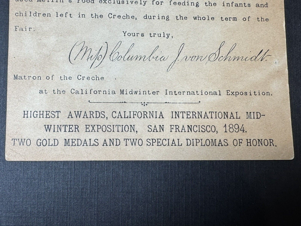 1894 California International Exposition Letter - Mellin's Food VTG ...