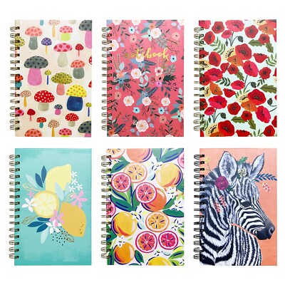 Colorful Notebook Spiral Journal Hardcover 8.75" OCS Designs Flower ...