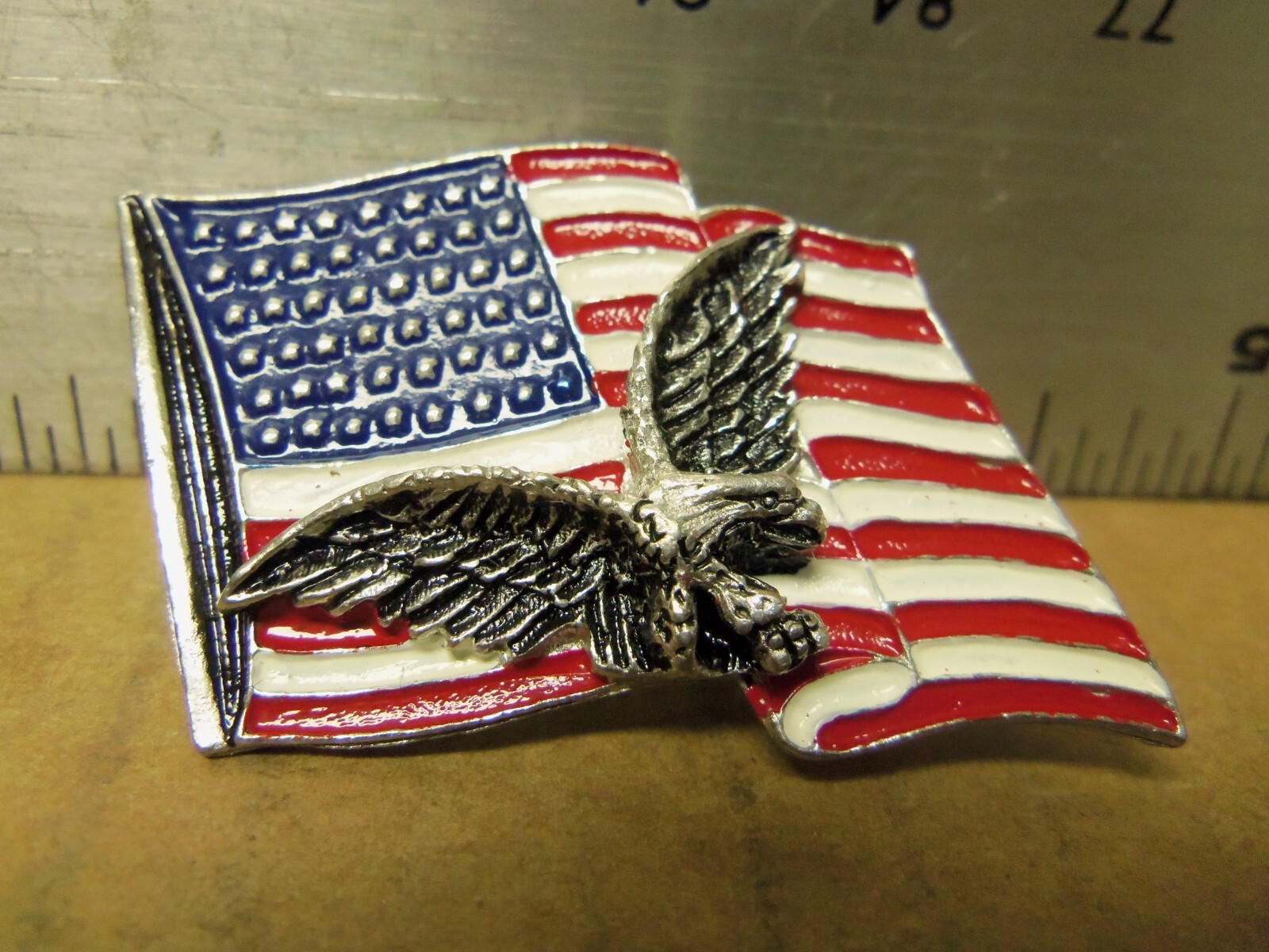 Large US Flag with Eagle Pin (NOS) | eBay