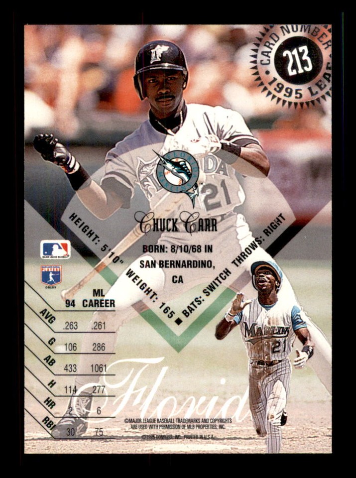 1995 Baseball 1995 Leaf Chuck Carr Florida Marlins #213 1 | eBay