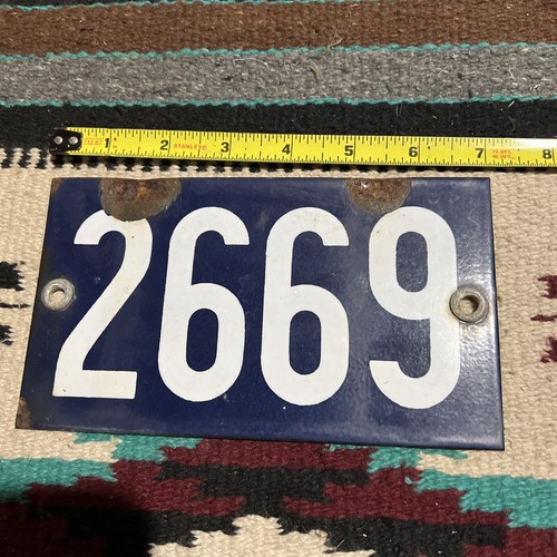 Vintage Enamel Sign Number 2669 Blue House Door Street Plate Metal ...