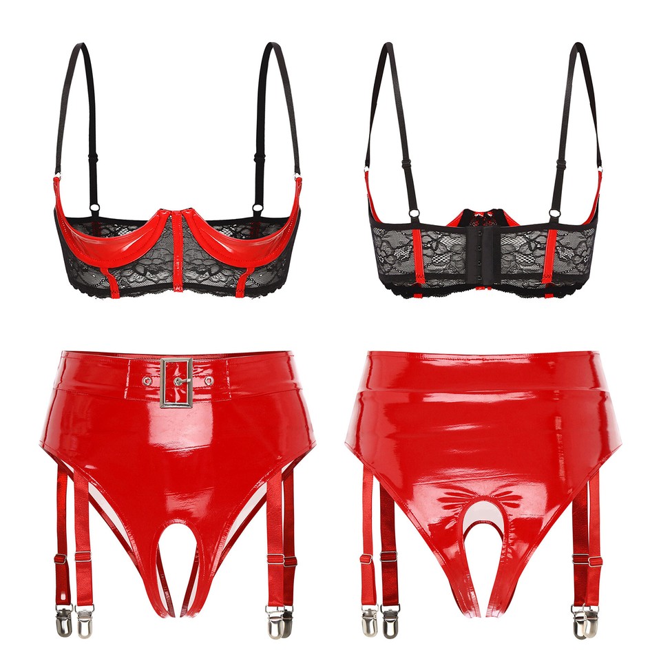 Women Nightwear Glitter Lingerie Lace Underwear With Garter Belt ...