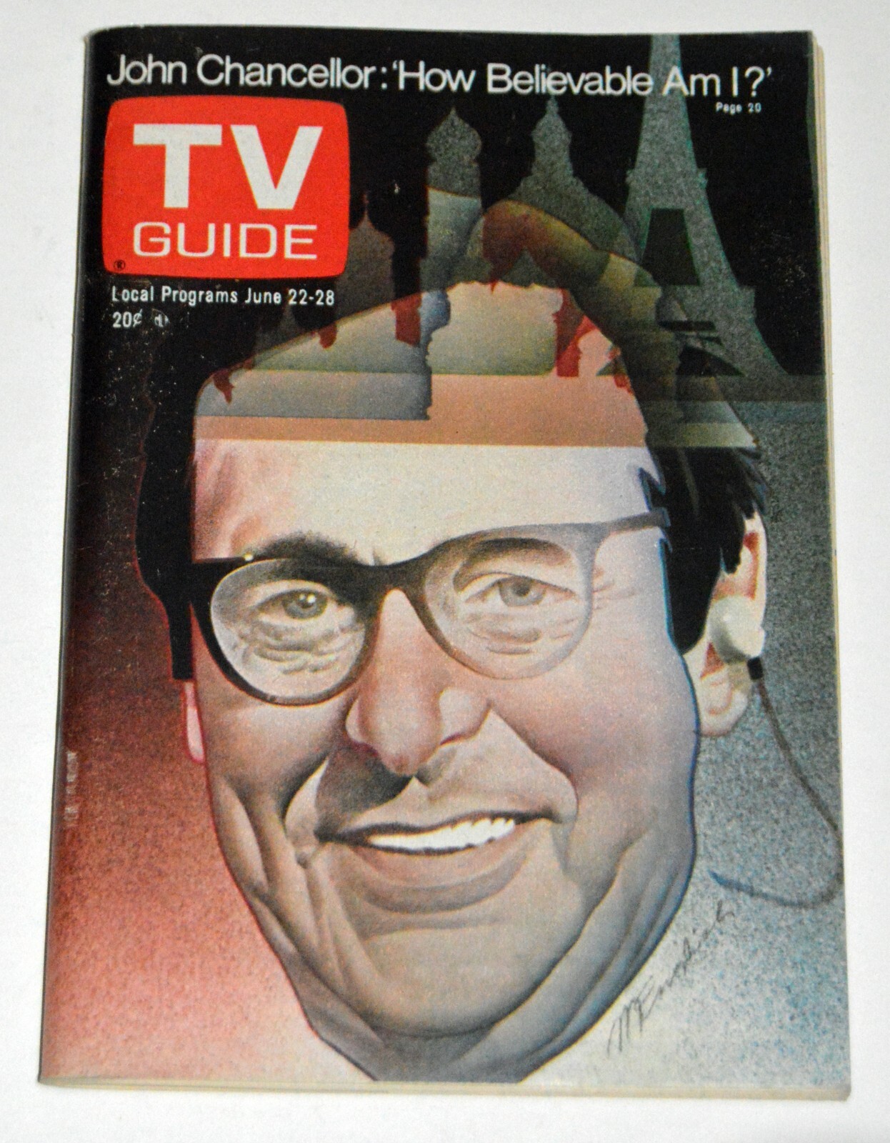 "JOHN CHANCELLOR" - Cover by MARK ENGLISH - 1974 TV Guide - PRISTINE ...