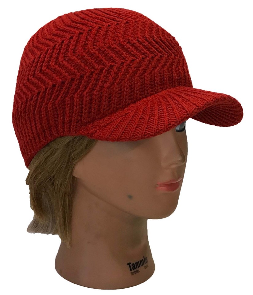 Men Women Winter Knit Cap Beanie Ski Visor knit Black Red Cap Hat | eBay