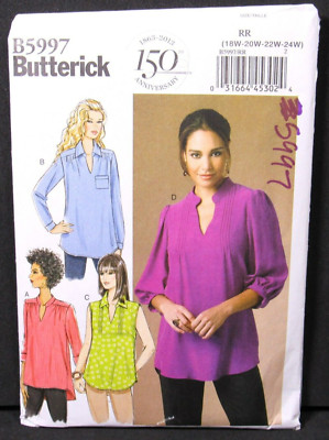Pullover Blouse Shirt Tail Hem Plus Size 18 20 22 24 Uncut Butterick ...