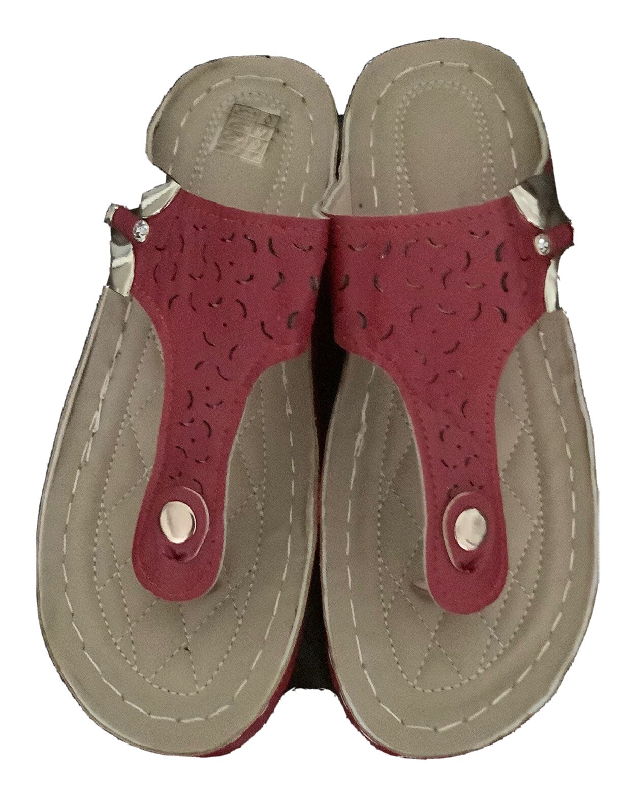 Women’s Red Flip Flops Shoes Slip-On Sandals Flats Slides Size 35 US 5 ...