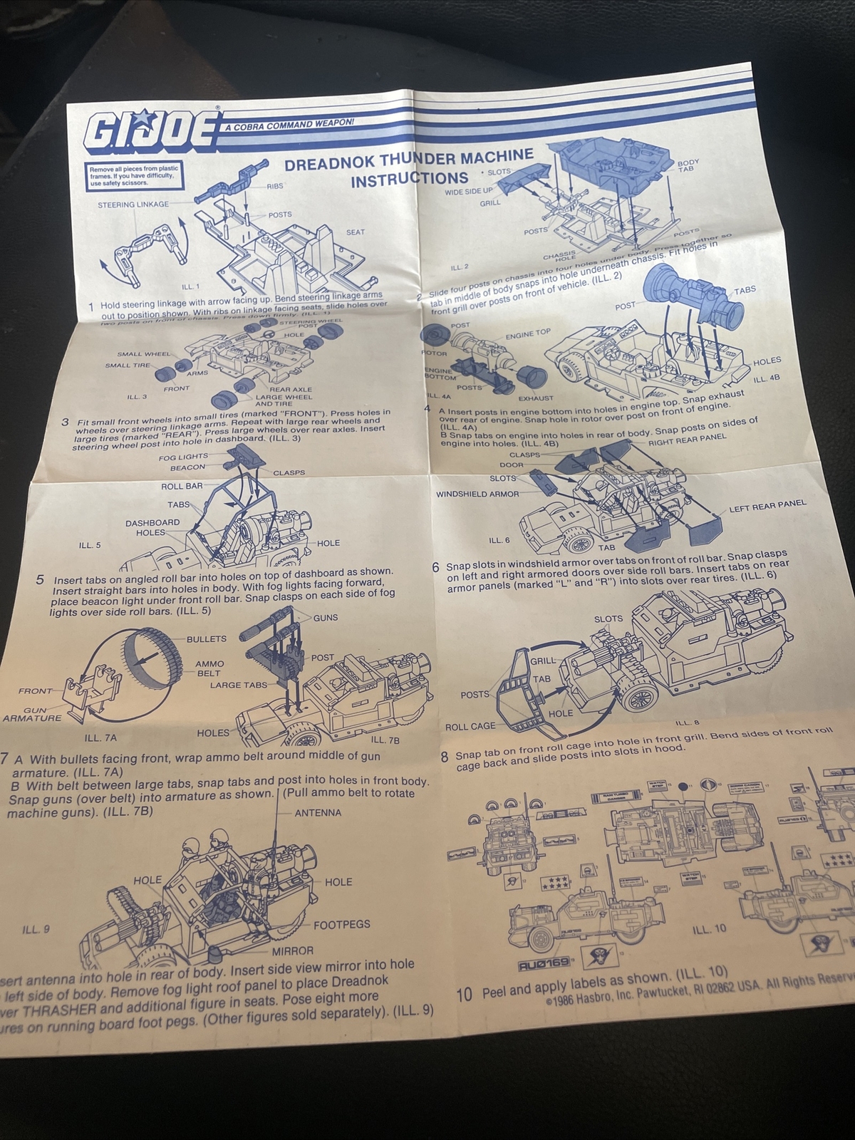 GI JOE 1986 Dreadnok SWAMPFIRE Blue Print Instructions * Vintage Hasbro ...