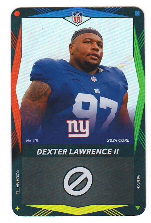 Dexter Lawrence 2024 UNO Elite NFL FOIL Wild Card Blue Green Red Yellow ...