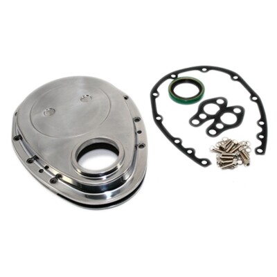 SBC Chevy Polished Aluminum Timing Chain Cover Kit - 283 327 350 400 ...