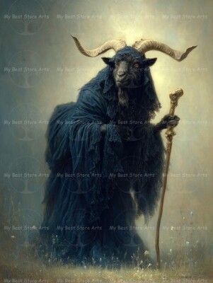 MYTHIC GOAT SORCERER ART PRINT, Fantasy Wizard Animal Decor, Mage ...