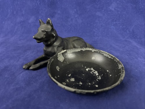 Vintage German Shepherd Trinket Dish Ash Tray Pot Metal Antique | eBay
