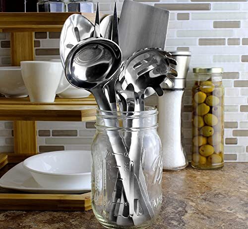 Complete Serving Spoon & Utensil Set 6-Piece Set Pasta Server Fork ...