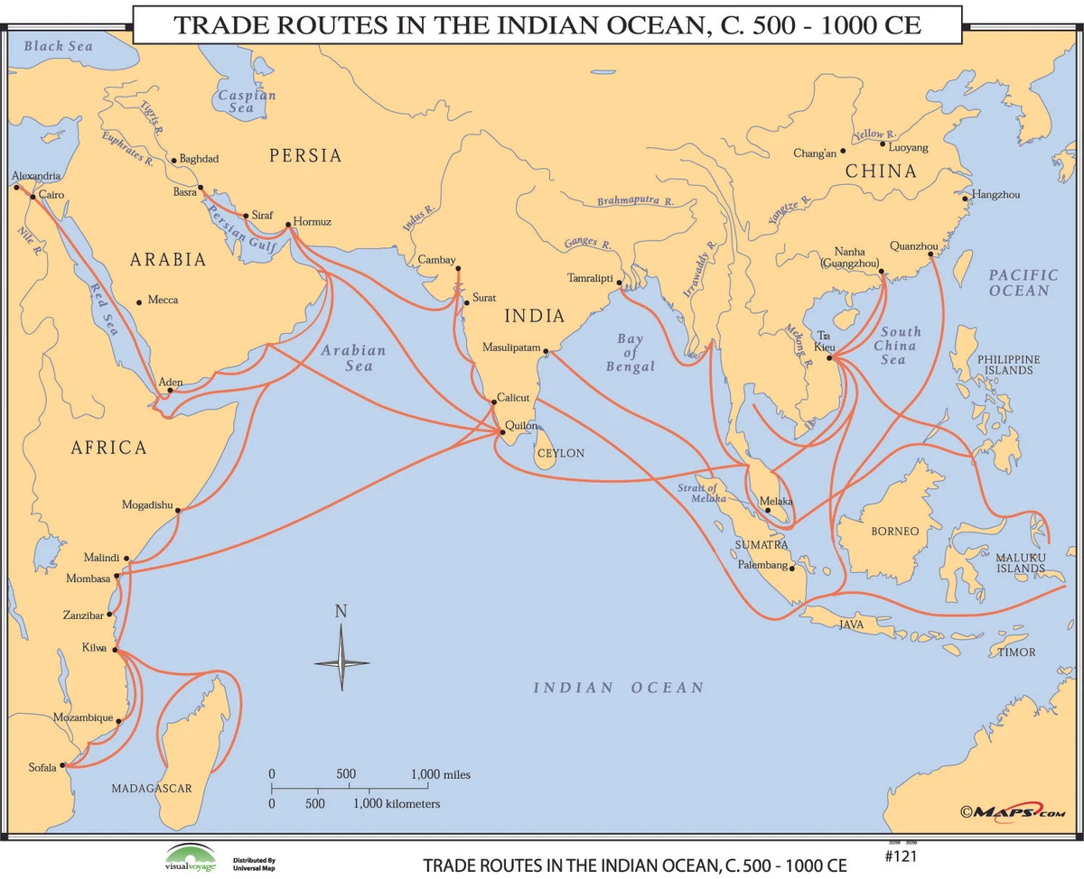 Indian Ocean Trade Goods Map