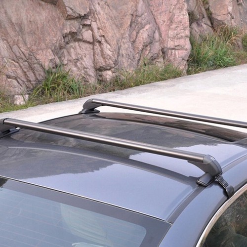 2 Black Universal Car SUV Roof Rail Luggage Rack Baggage Carrier Cross ...
