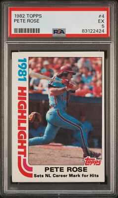 1982 Topps #4 Pete Rose PSA 5 Cincinnati Reds MLB Baseball Card HOF ...