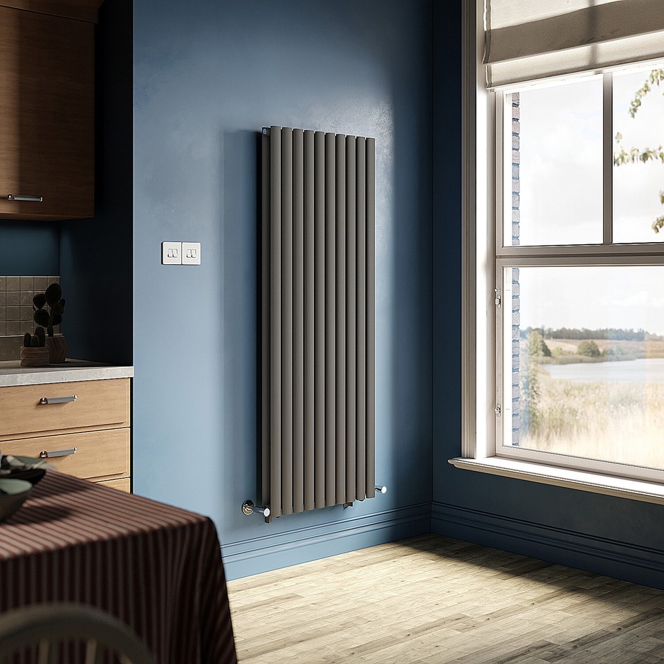 Anthracite Vertical Column Designer Radiator Mirror Double/Single ...