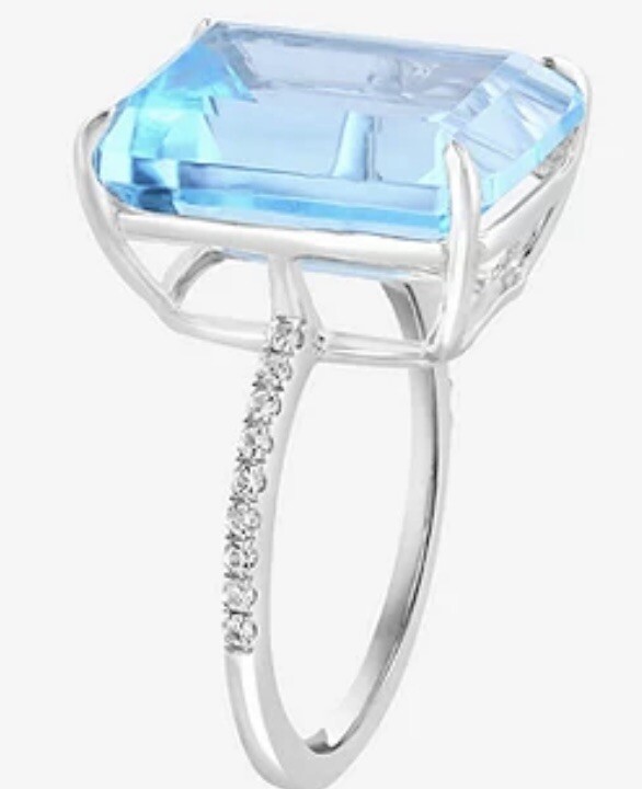 NEW! Effy Blue Topaz , White Sapphire & Silver Ring / Size 7 / W GIFT ...