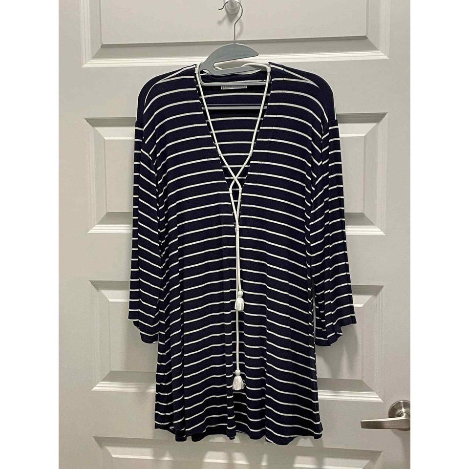 Robin Piccone Michelle Tunic Swim Suit Cover-Up Navy, White Stripes ...