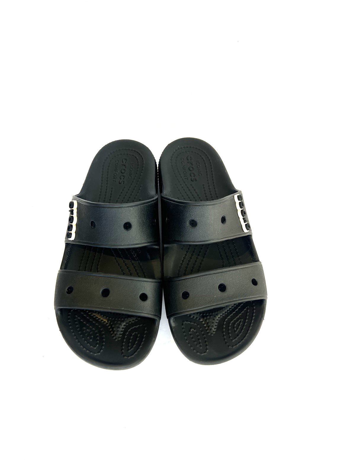 CROCS Iconic Comfort Double Strap Black Sandals Slide… - Gem