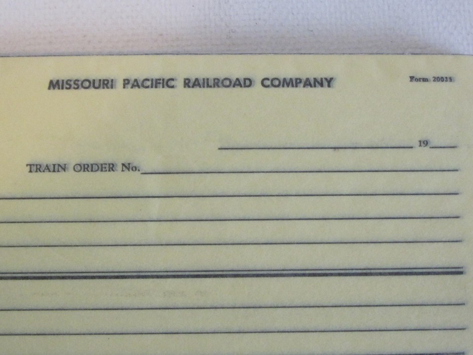 Missouri Pacific Railroad Company Form 20035 Train Order Pad Vintage ...