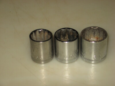 3-pc, 3/8"-dr, 12-pt STD. SOCKET SET, 5/8", 11/16", 3/4", POLISHED ...