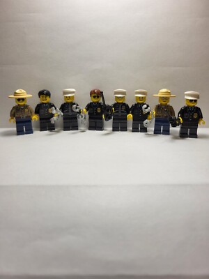 Lego City 8 POLICE OFFICERS COPS minifigures lot 100% REAL LEGO BRAND ...