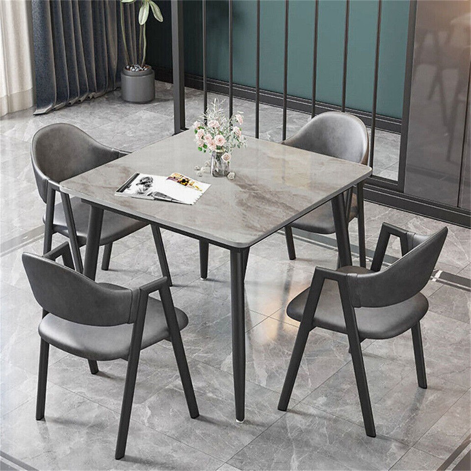 Deluxe Square Table Kitchen Eating Table Anti Scratch Glossy Marble Top ...