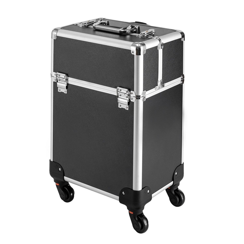 Rolling Aluminum Alloy Makeup Train Case Cosmetic Trolley Storage ...