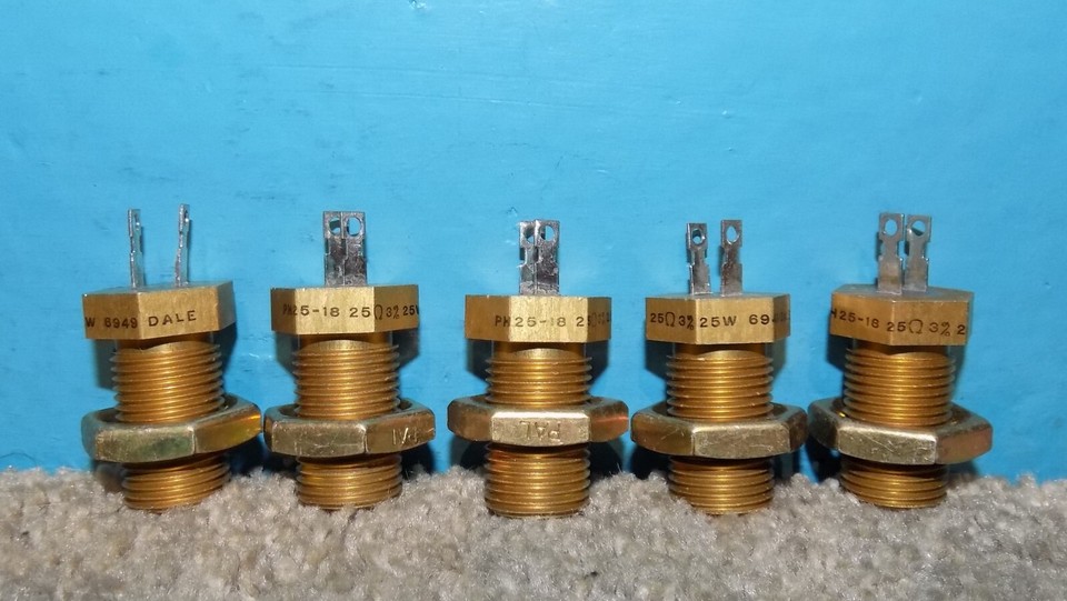 Lot 5 Dale PH25-18 Power Resistors Thru-Hole Chassis Mount 25 Ohms 25W ...