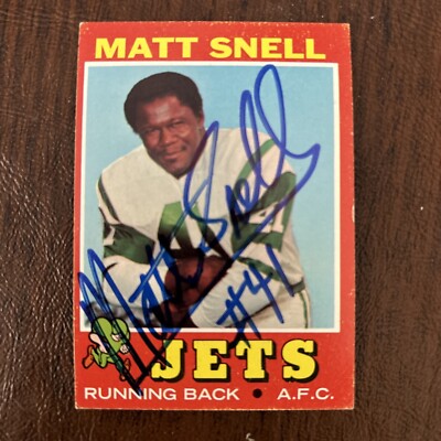 MATT SNELL 1971 TOPPS AUTOGRAPHED SIGNED AUTO FOOTBALL CARD JETS SUPER ...