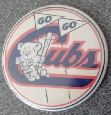 3 and 3/8" 1960's GO GO CUBS Pinback Button MLB Baseball PIN Vintage ...