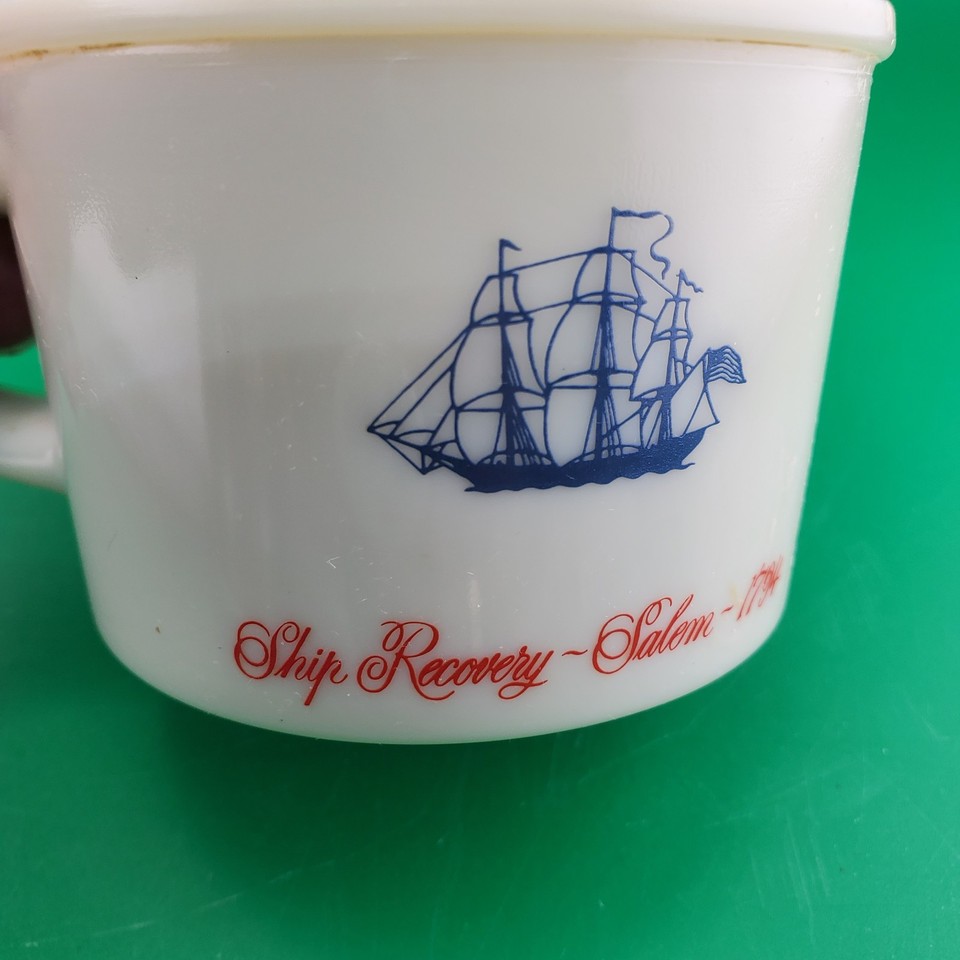 VTG Shulton Old Spice Shaving Mug Milk Glass Belgium Ship Recovery ...