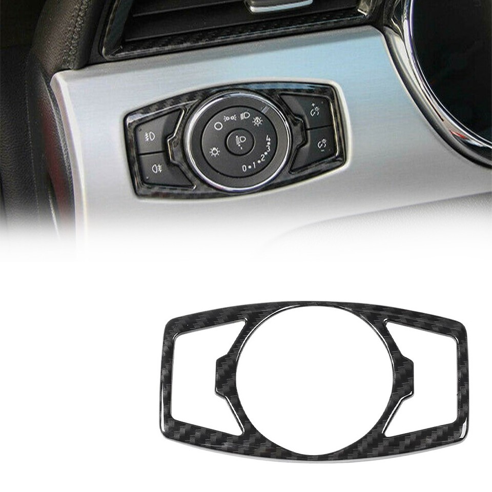 Carbon Fiber Grain Headlight Trim Switch Cover Fit Ford F150 Mustang ...