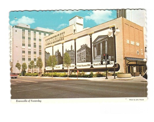 Evansville of yesterday mural in Downtown Evansville IN VTG postcard ...