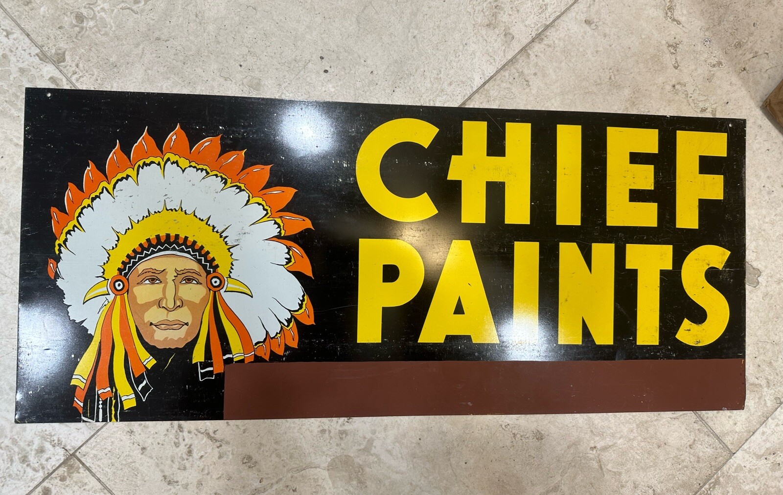 Vintage 1960’s Chief Paint Paint Tin Sign Original Double Sided Indian ...