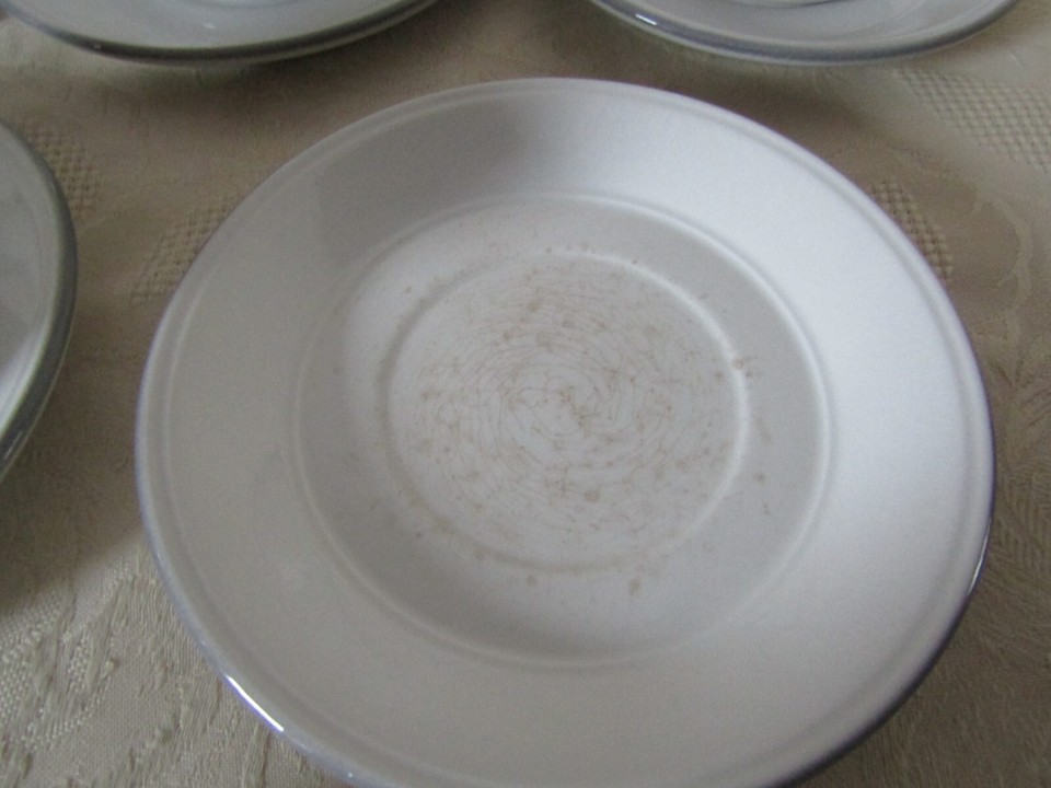 Vintage Pottery Tea Set of 6 red & grey Flowers Floral Cups & Saucers ...