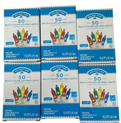 Holiday Time 50 LED Multi-Color Mini Lights. Save Energy White Wire ...