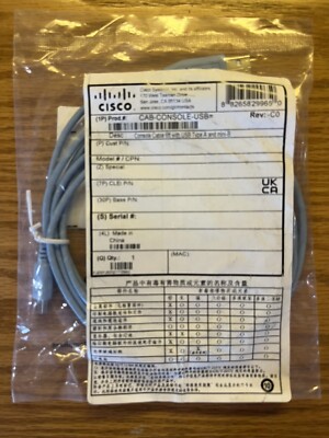 Genuine Cisco CAB-CONSOLE-USB 6 ft. Blue USB-A to Mini-B Console Cable ...