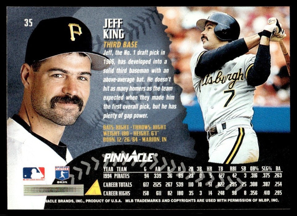 1995 Pinnacle #35 Jeff King Pittsburgh Pirates | eBay