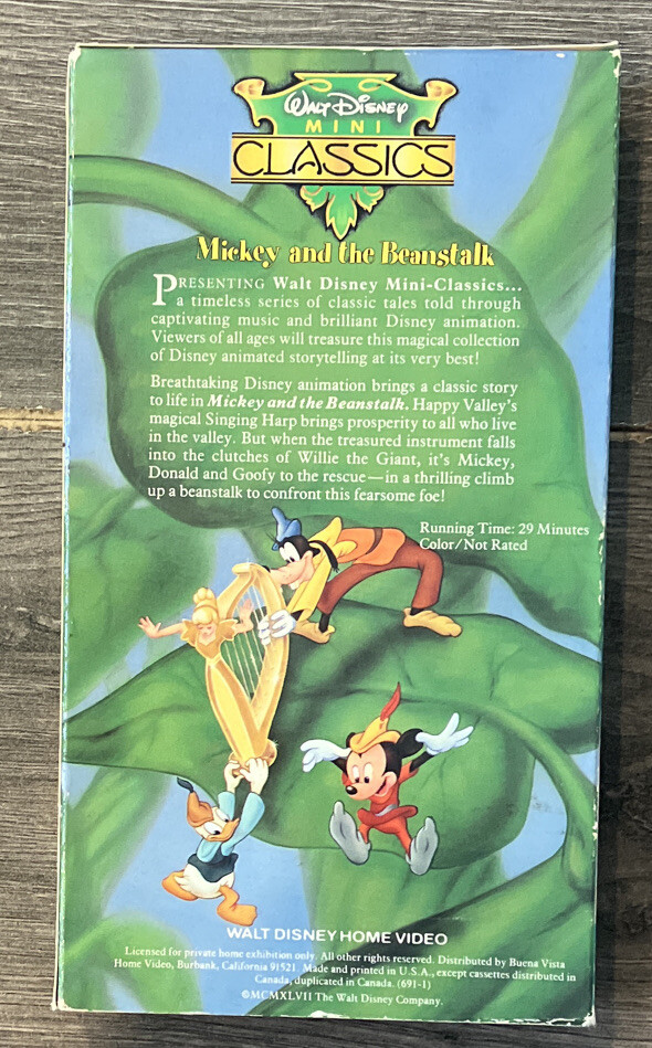 Walt Disney Mini Classics Mickey and the Beanstalk VHS Children ...