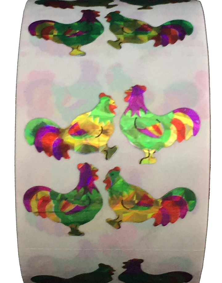 400 Rooster Stickers in roll of 100 modules (2"x2"). Each Sticker 1 ...