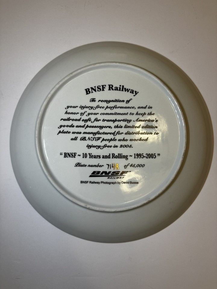 BNSF Railway Collector Plate “Ten Years And Rolling” Limited Edition | eBay