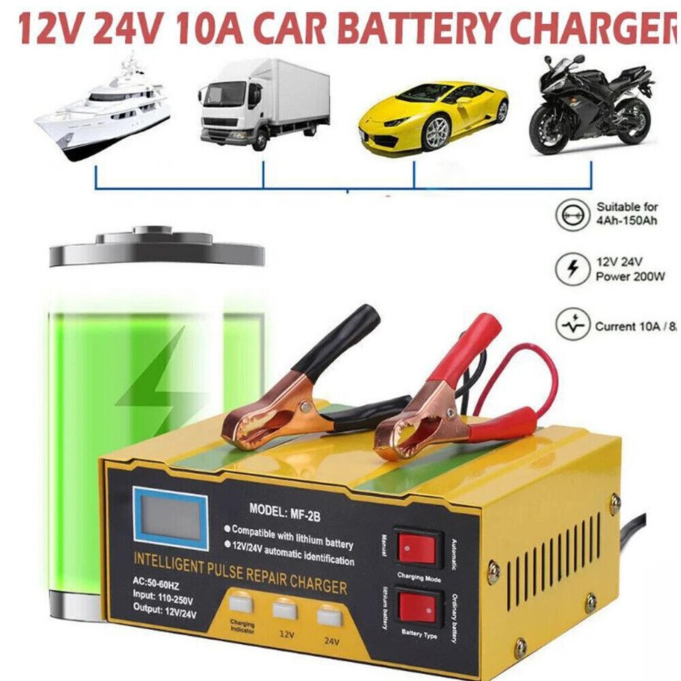 Car Battery Charger Heavy Duty Smart Automatic Intelligent Pulse Repair ...