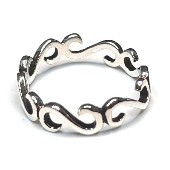 Sterling Silver Letter S Link Band Fashion Ring NEW | eBay