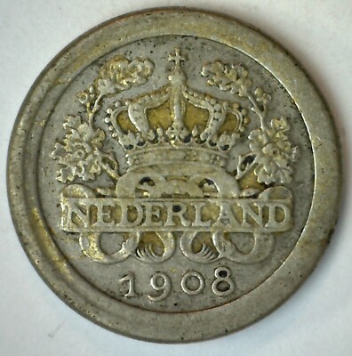 1908 Netherlands 5 Cents Copper-Nickel Circulated Coin | eBay