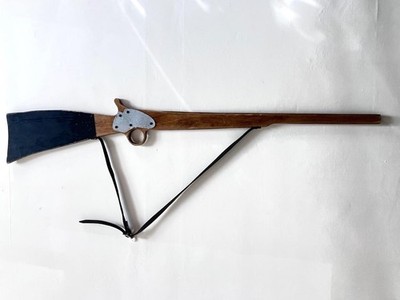 Vintage Scratch Built Wooden Toy Rifle Home Guard Dummy Gun w/ Leather ...