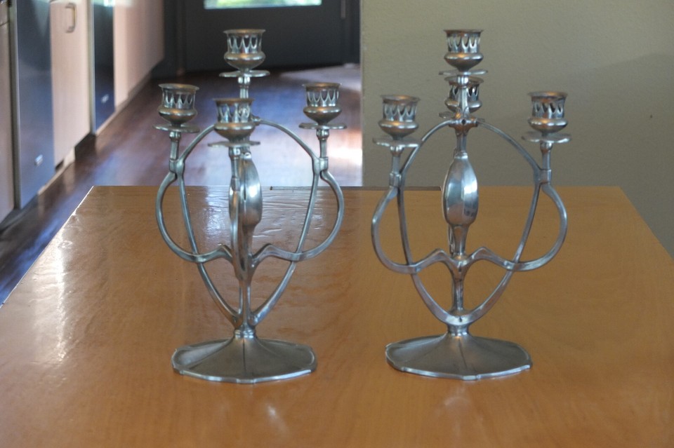 REDUCED! Art Nouveau "OSIRIS" Pewter Candelabra by Walter Scherf | eBay