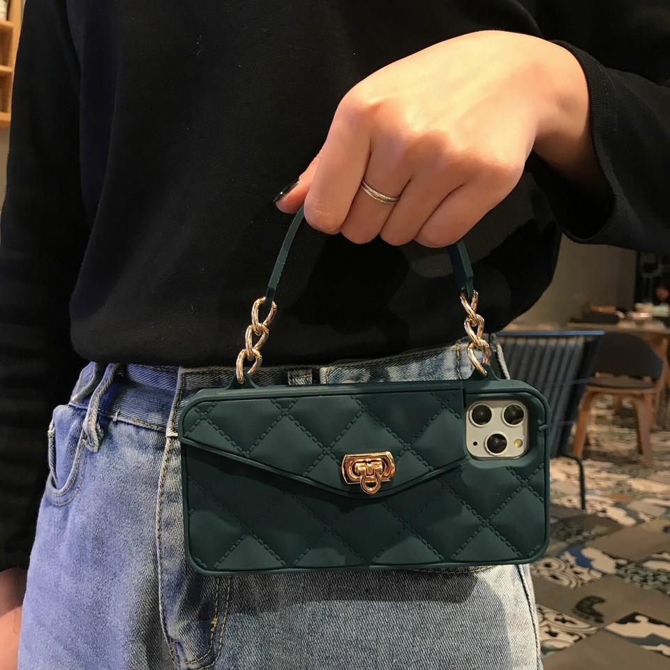 For iPhone 16 15 14 13 12 Pro Max 11 XR 8 Handbag Chain Wallet Strap ...